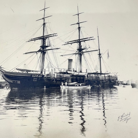 None | Art | C88 J Geiser Alger Signed Print Frigate Clipper Ship 125 X ...
